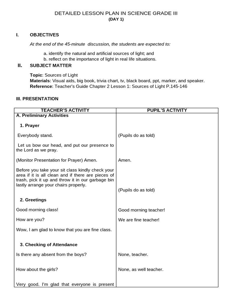 DETAILED LESSON PLAN IN SCIENCE GRADE III PREDEMO For Print | PDF | Lesson Plan