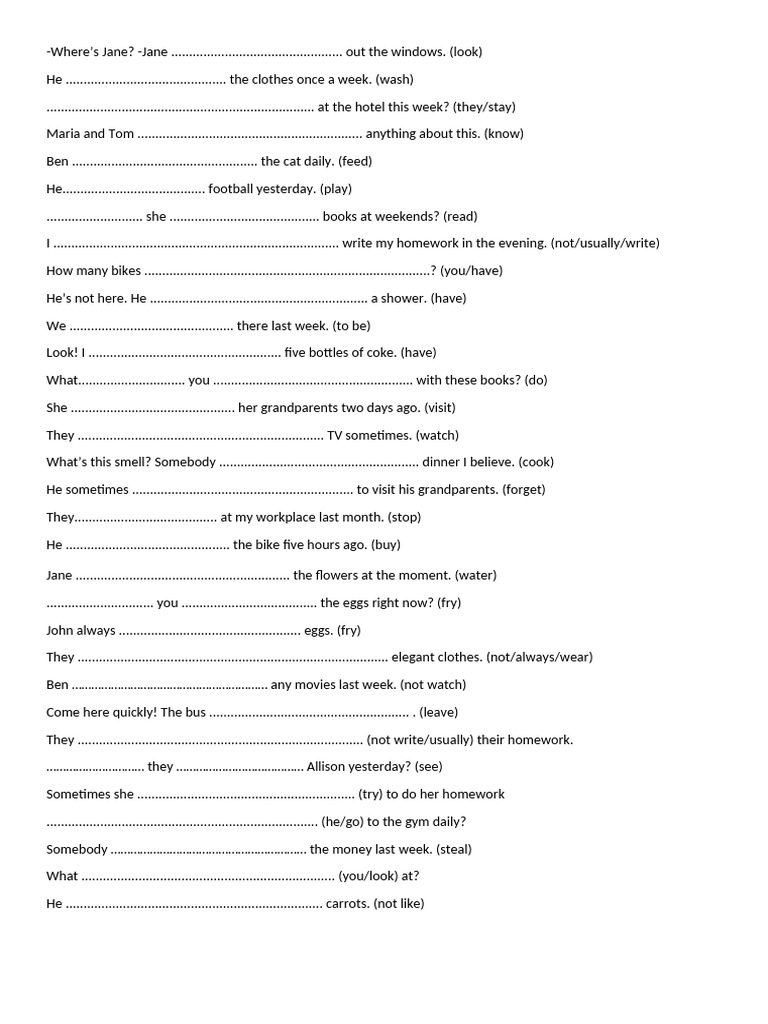 Pres Simple Vs Pres Cont Vs Past Simple | PDF