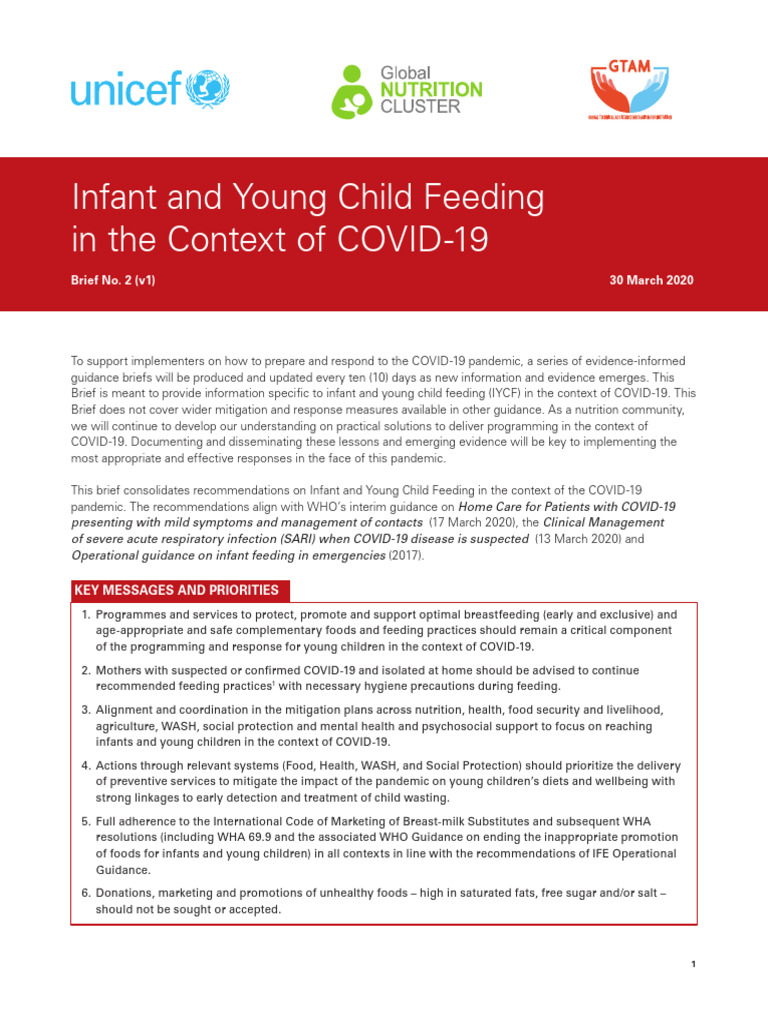 IYCF Programming COVID19 Brief | PDF | Breastfeeding | Breast Milk
