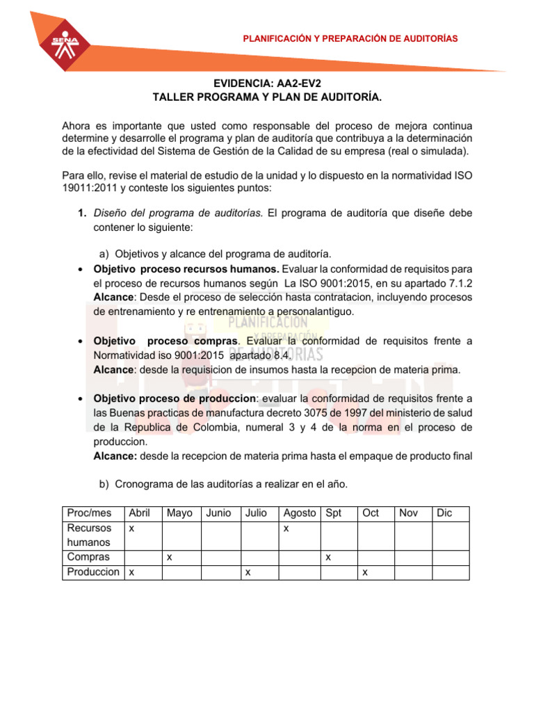 Formato - Evidencia - AA2 - Ev2 - Taller - Programa - y - Plan - de - Auditoria Sem2correccion ...