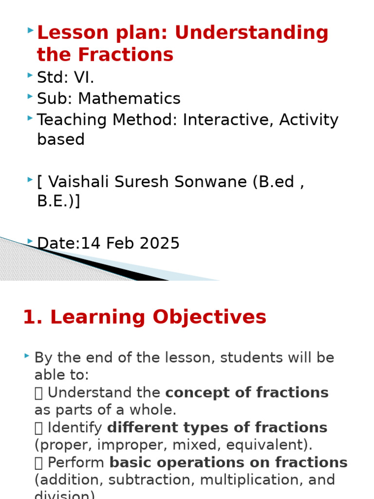 Interactive Lesson Plan on Fractions | PDF | Learning
