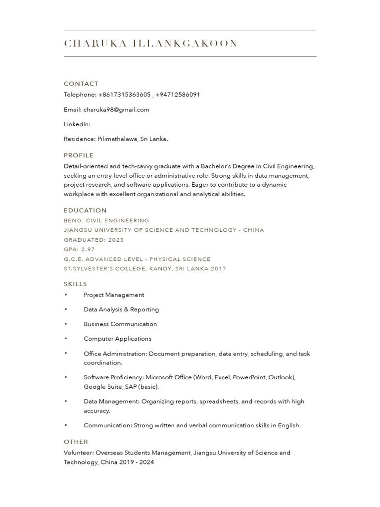 Resume Sample - Undergraduate | PDF