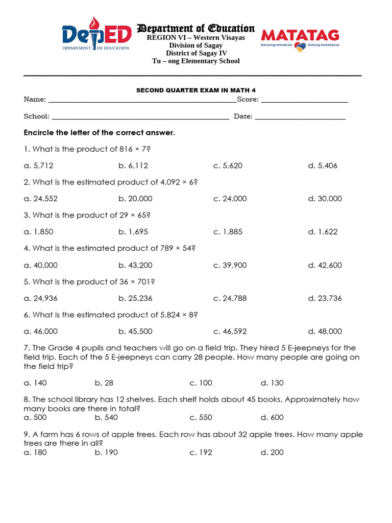 Qe 2 4 Math | PDF | Cakes | Baked Goods