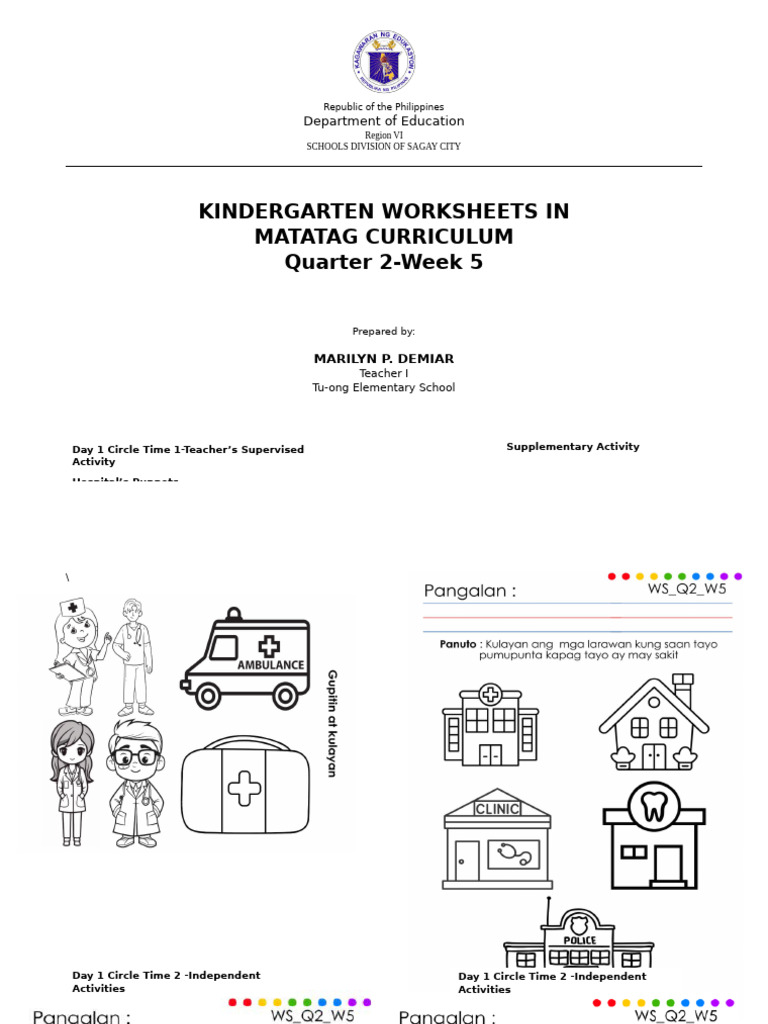 Kindergarten Week 5 Worksheets | PDF | Social Institutions