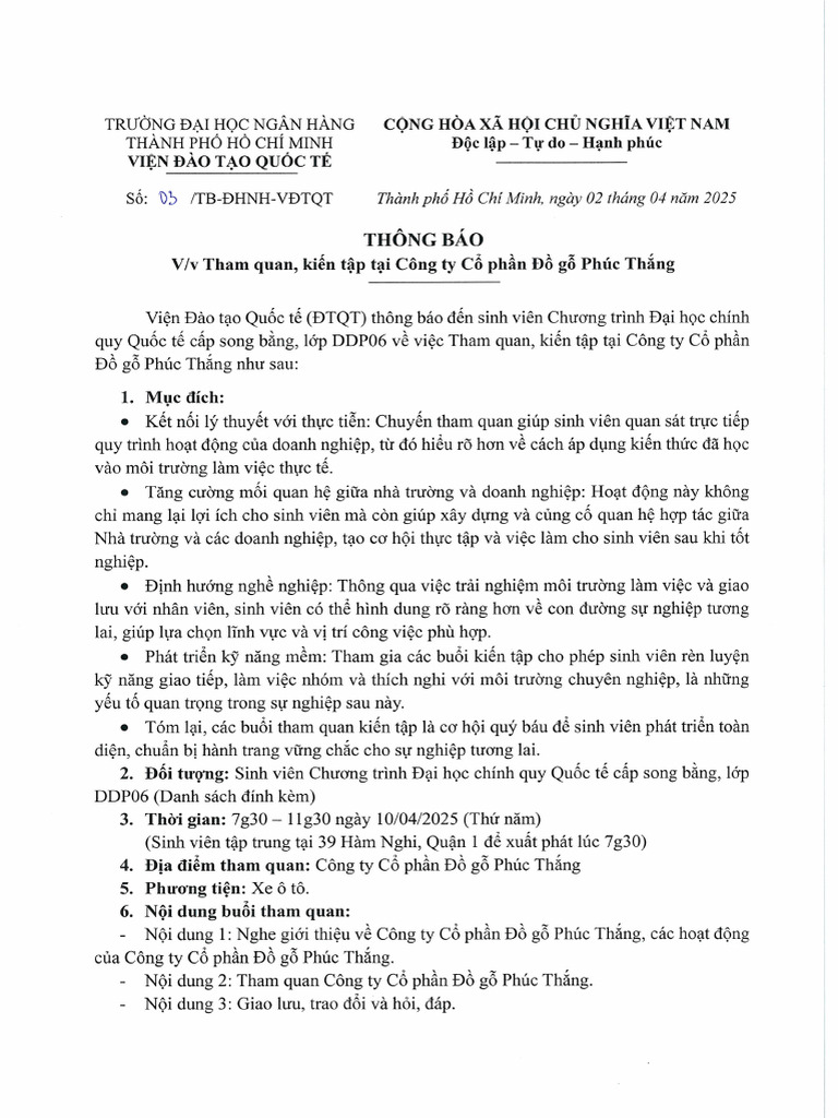 03.25 TB tham quan, kien tap tai CTCP Do go Phuc Thang | PDF