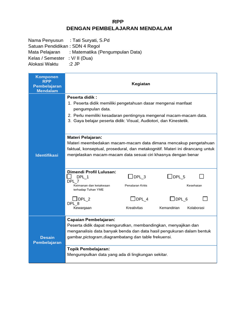 RPP Pendekatan Deep Learning | PDF