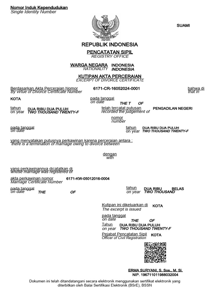 Edi Setiawan Akta Cerai | PDF