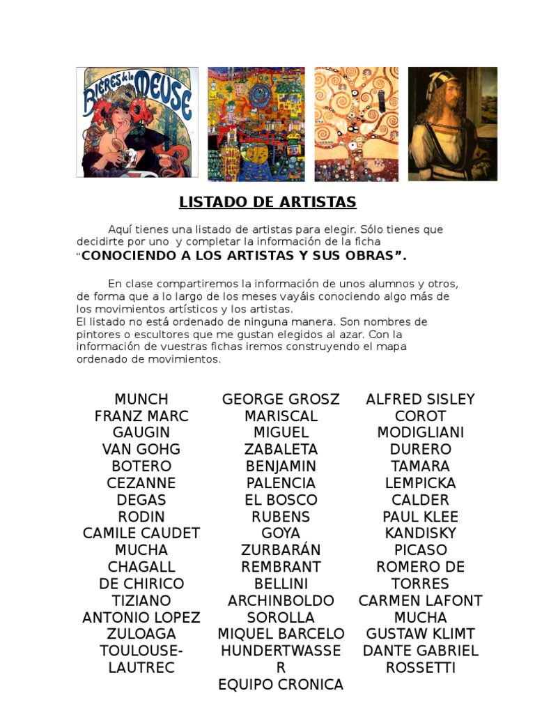 Ficha Artisats | PDF | Pintores | Pinturas