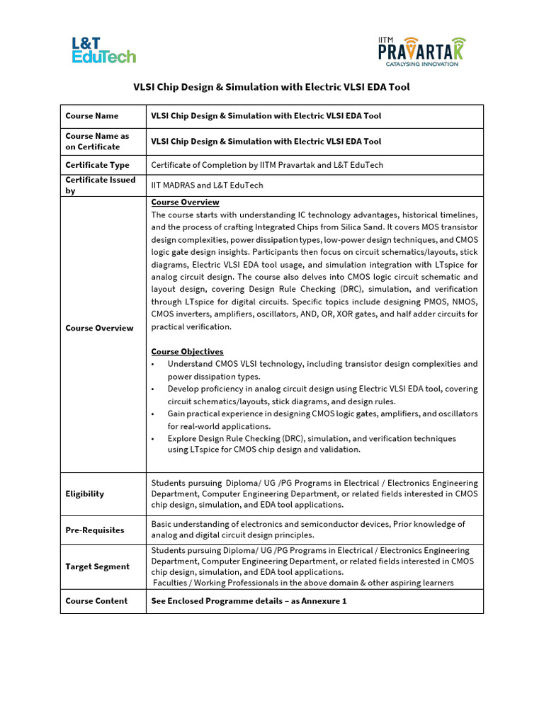 VLSI Chip Design & Simulation With Electric VLSI EDA Tool | PDF | Cmos | Integrated Circuit