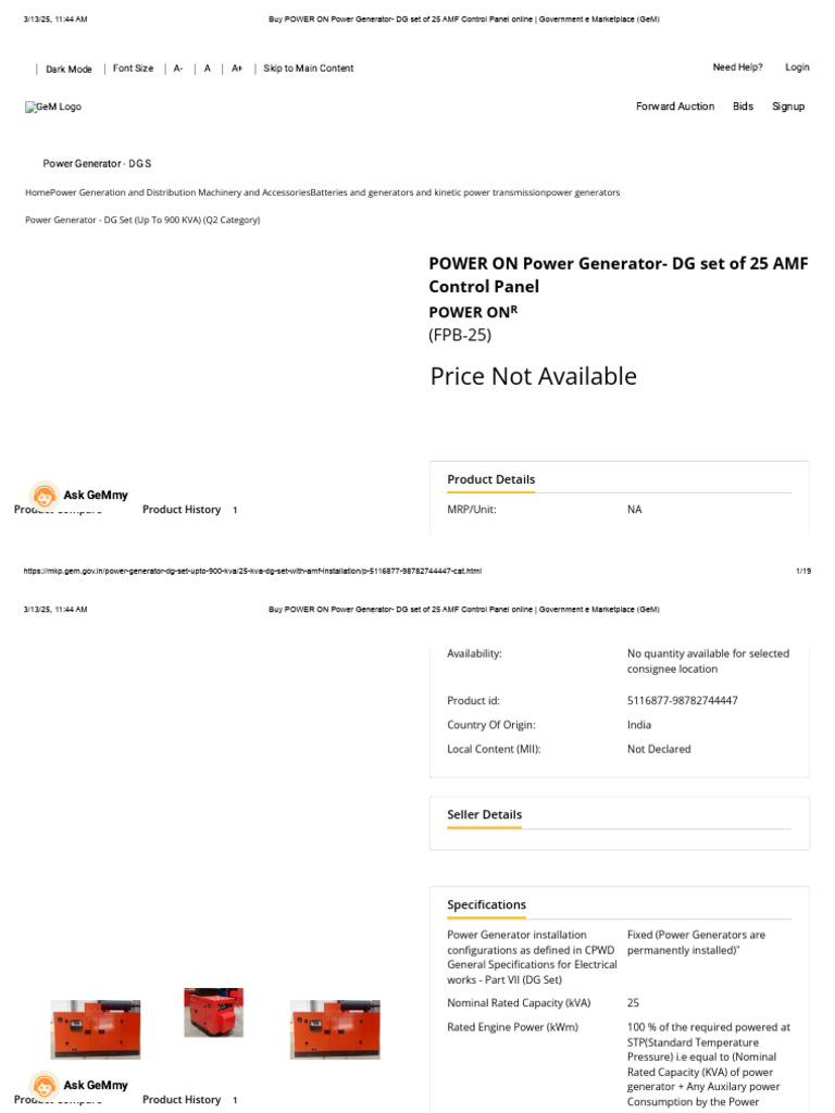 Buy POWER ON Power Generator - DG Set of 25 AMF Control Panel Online ...