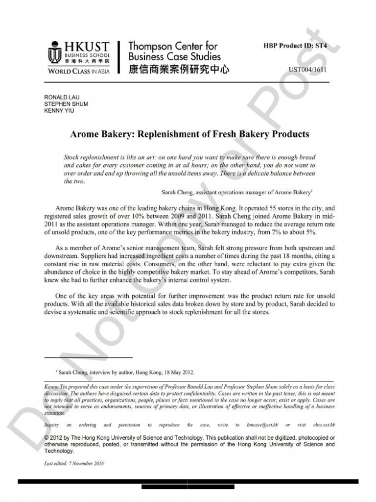 Arome Bakery - Case Study | PDF