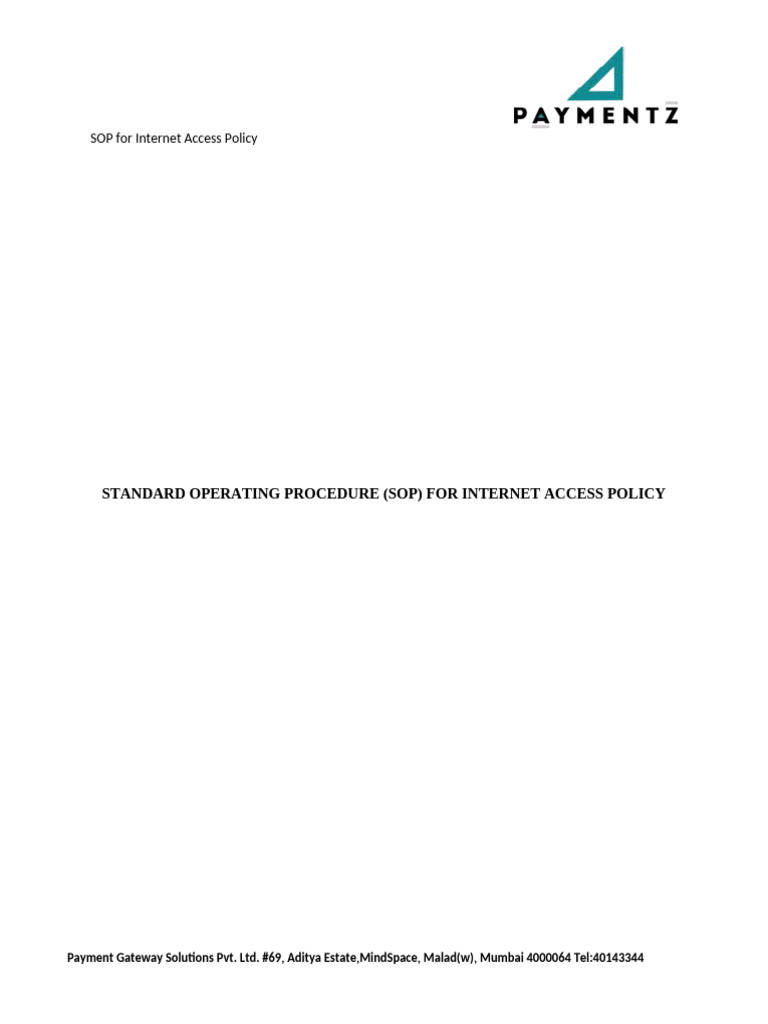 SOP For Internet Access - v. 1.0 | PDF | Internet