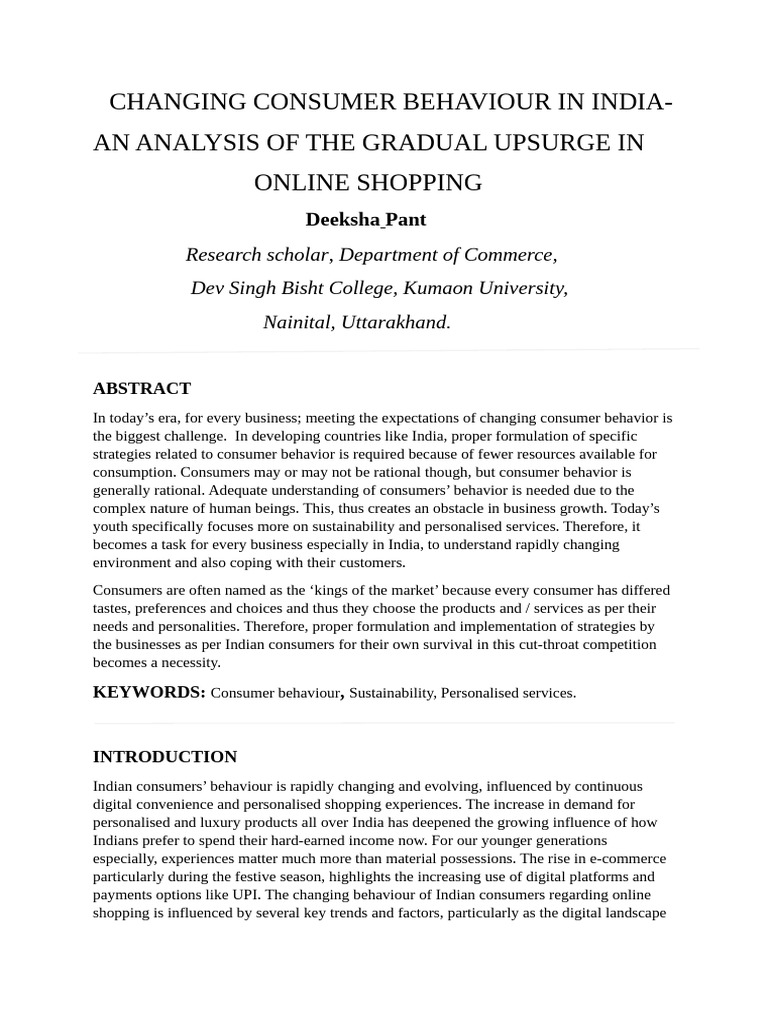 Changing Consumer Behaviour | PDF | E Commerce | Online Shopping
