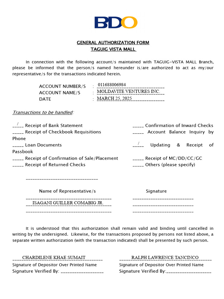 General Authorization Form 2 | PDF