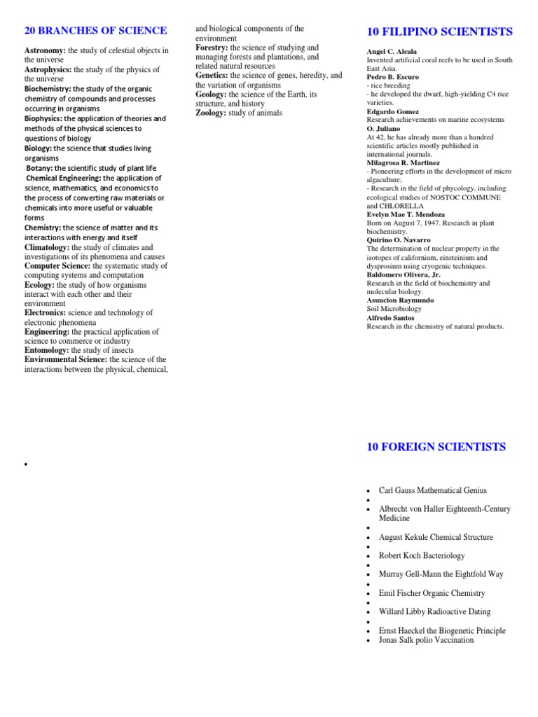20 Branches of Science Explained | PDF | Ecology | Science