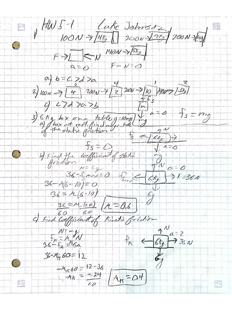 Physics HW 5-1 | PDF