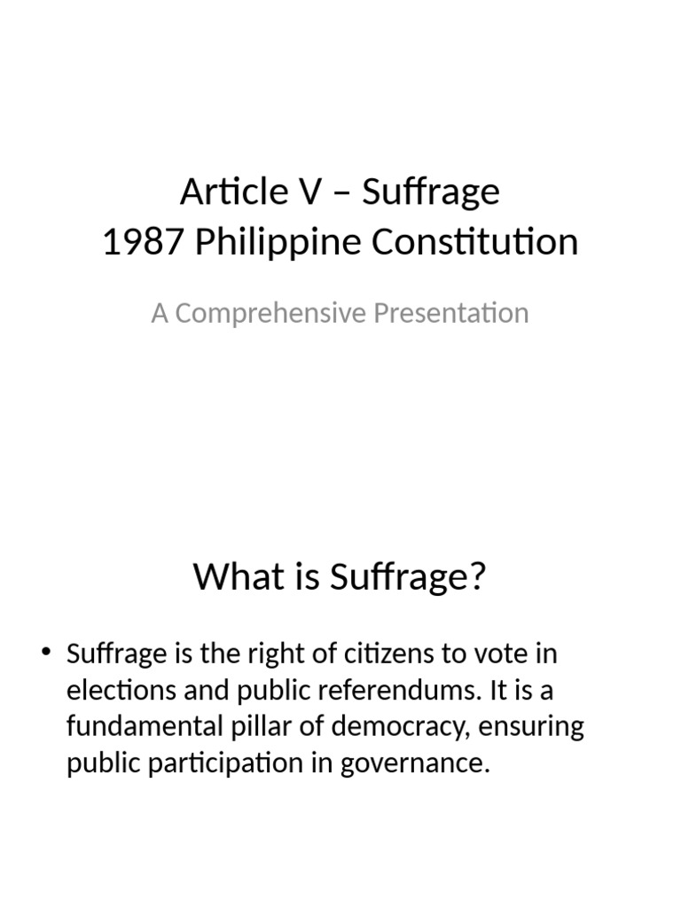 Article V Suffrage Presentation | PDF