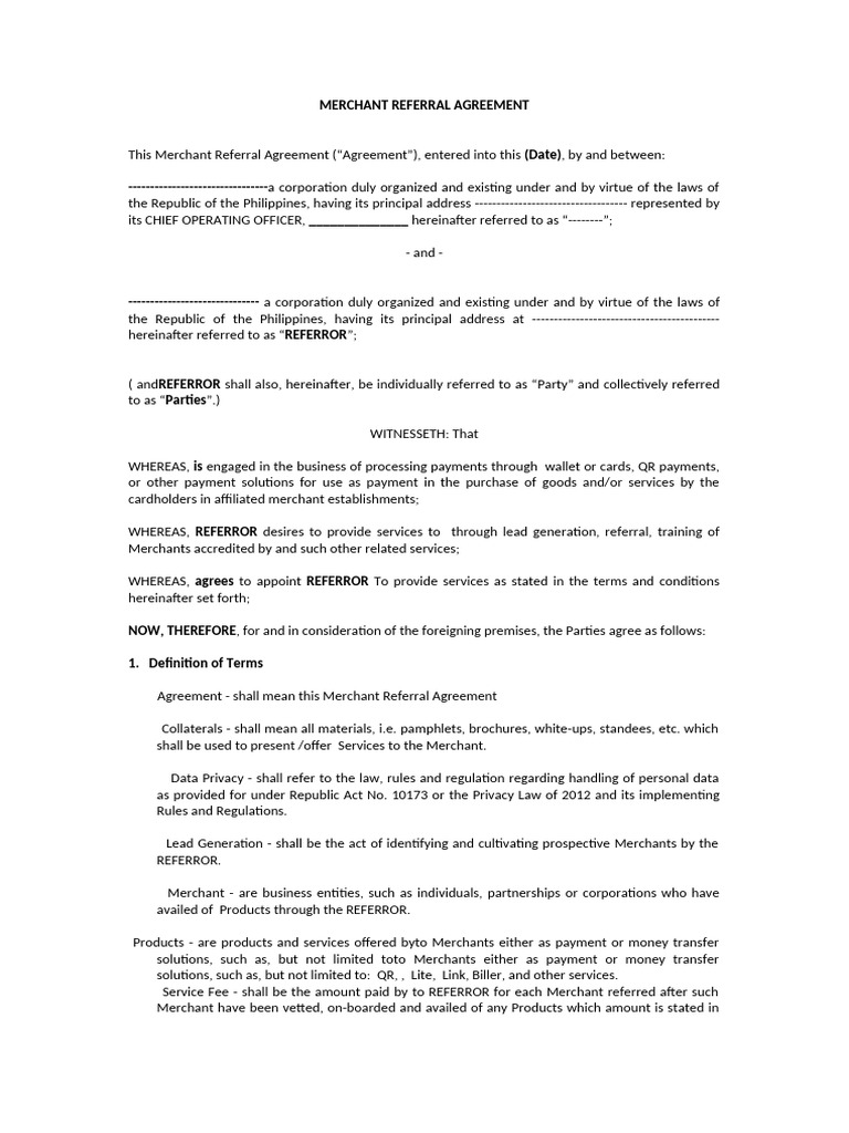 Merchant Referral Agreement Overview | PDF | Privacy | Identity Document
