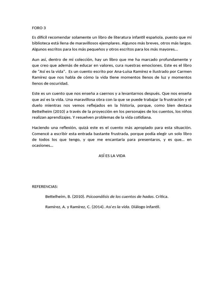 "Así es la vida: Cuento Infantil Esencial" | PDF