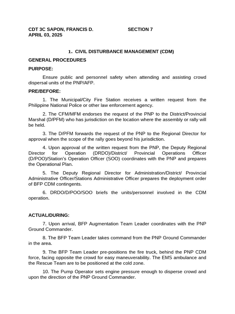Civil Disturbance and Earthquake Response Procedures | PDF | Dangerous ...