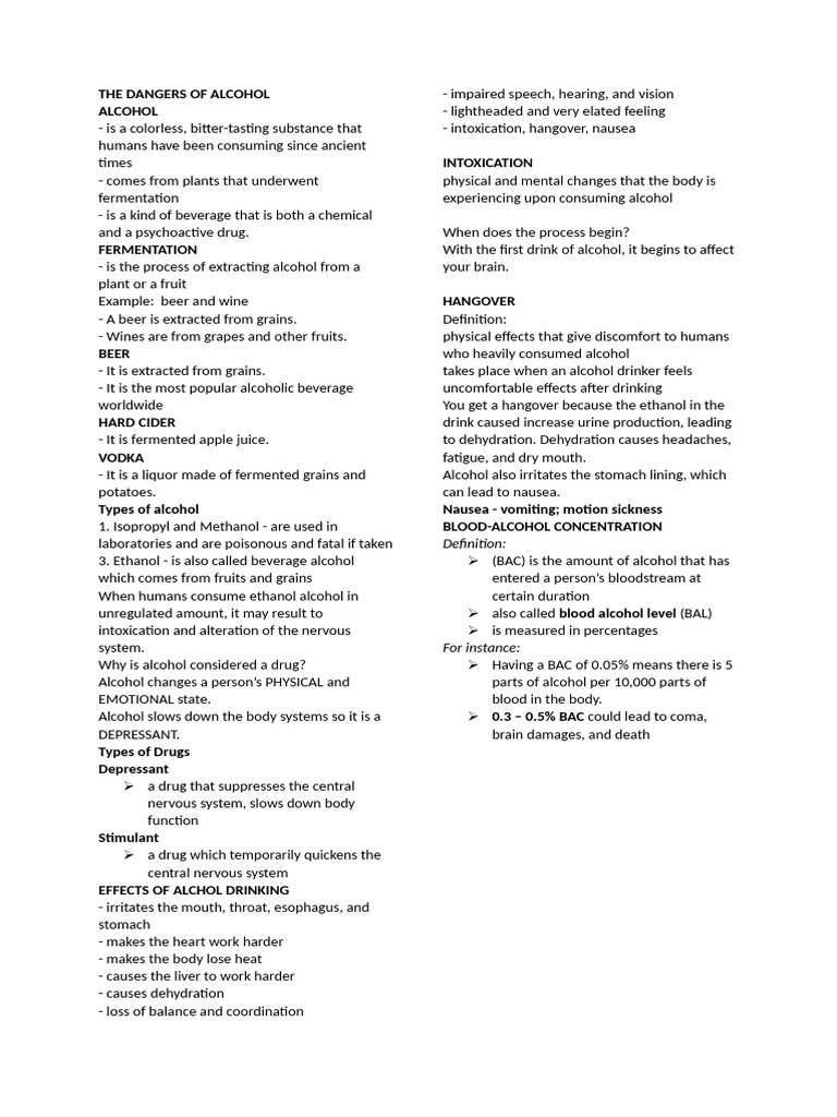 The Dangers of Alcohol | PDF | Alcoholic Beverages | Drink