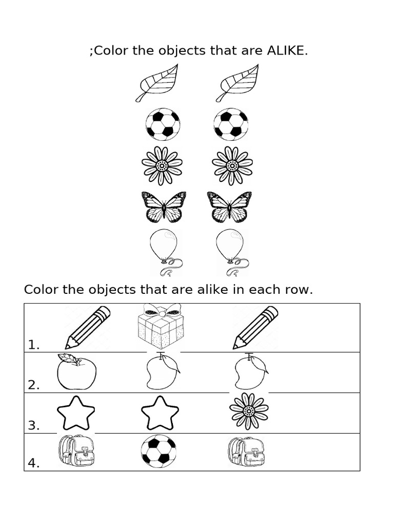 Color The Objects That Are ALIKE | PDF