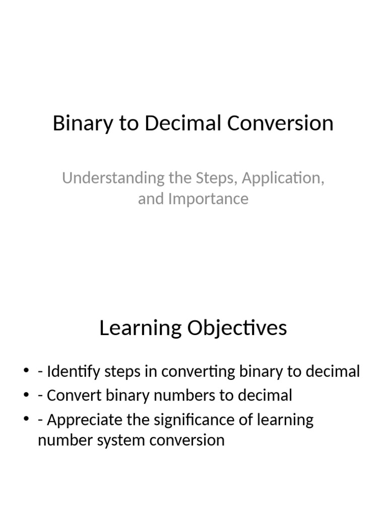 Binary to Decimal Conversion Guide | PDF
