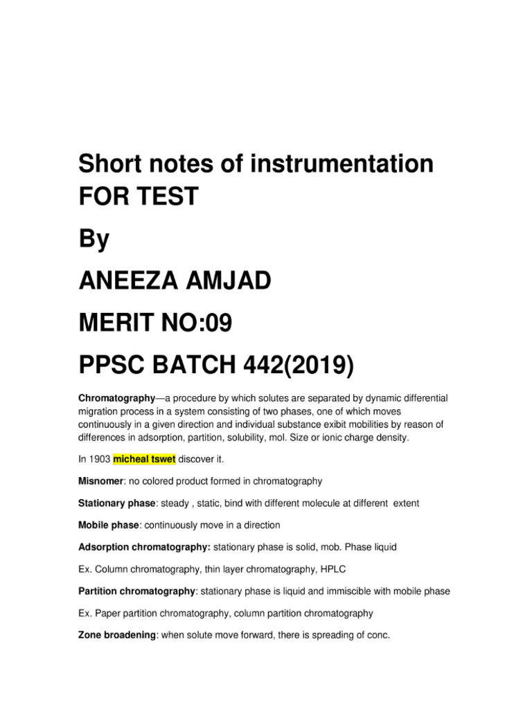 Short Notes of Instrumentation | PDF