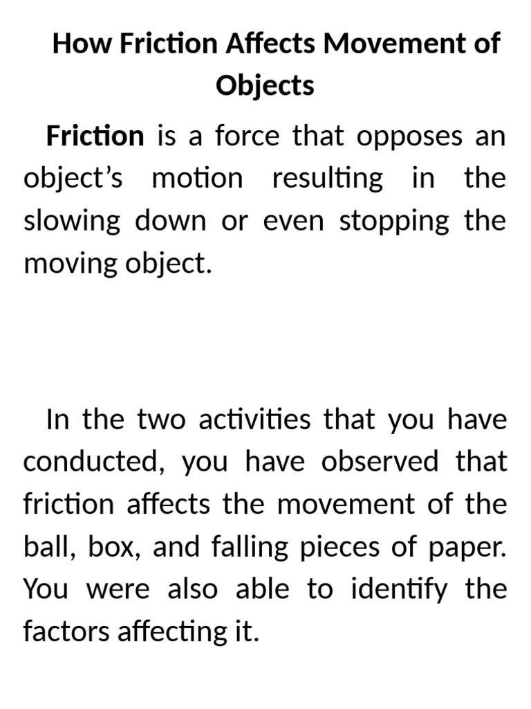 How Friction Affects Movement of Objects | PDF