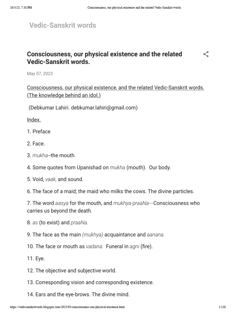Consciousness Our Physical Existence and | PDF | Upanishads | Ātman ...