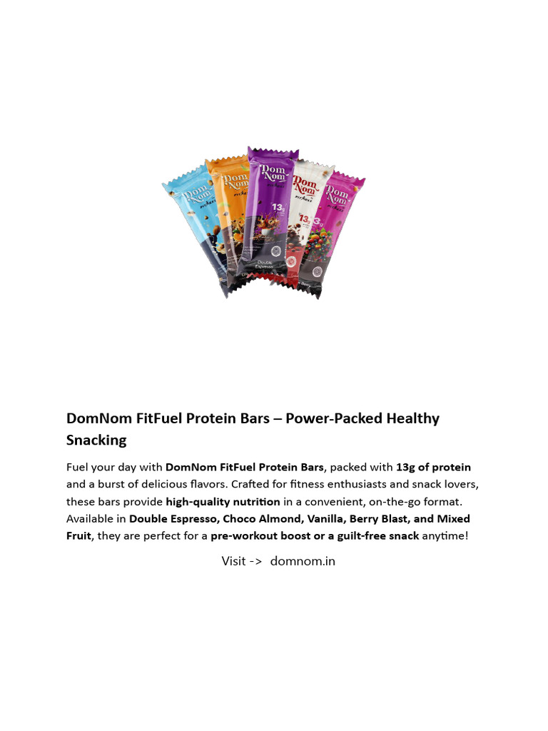 DomNom FitFuel Protein Bars - Power-Packed Healthy Snacking | PDF