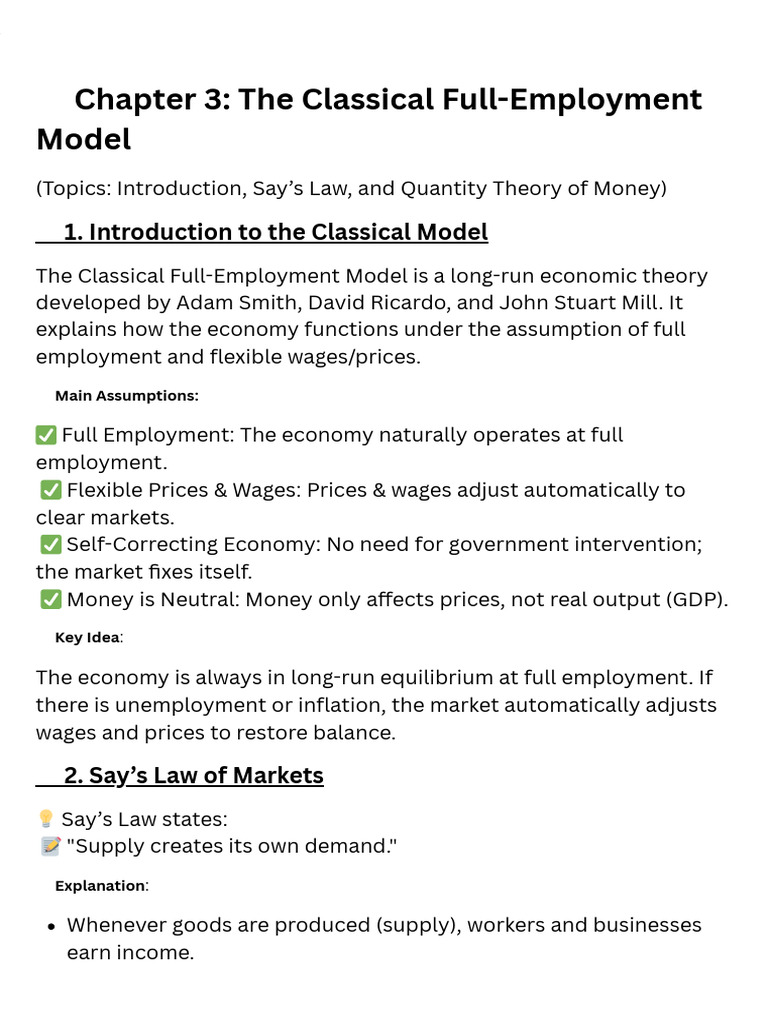 ? Chapter 3 The Classical Full-Employment Model | PDF | Full Employment ...