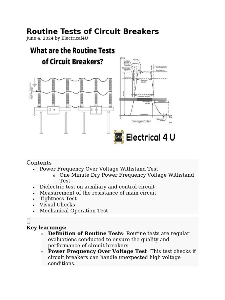 Routine Circuit Breaker Testing Methods | PDF | Transformer | Insulator ...