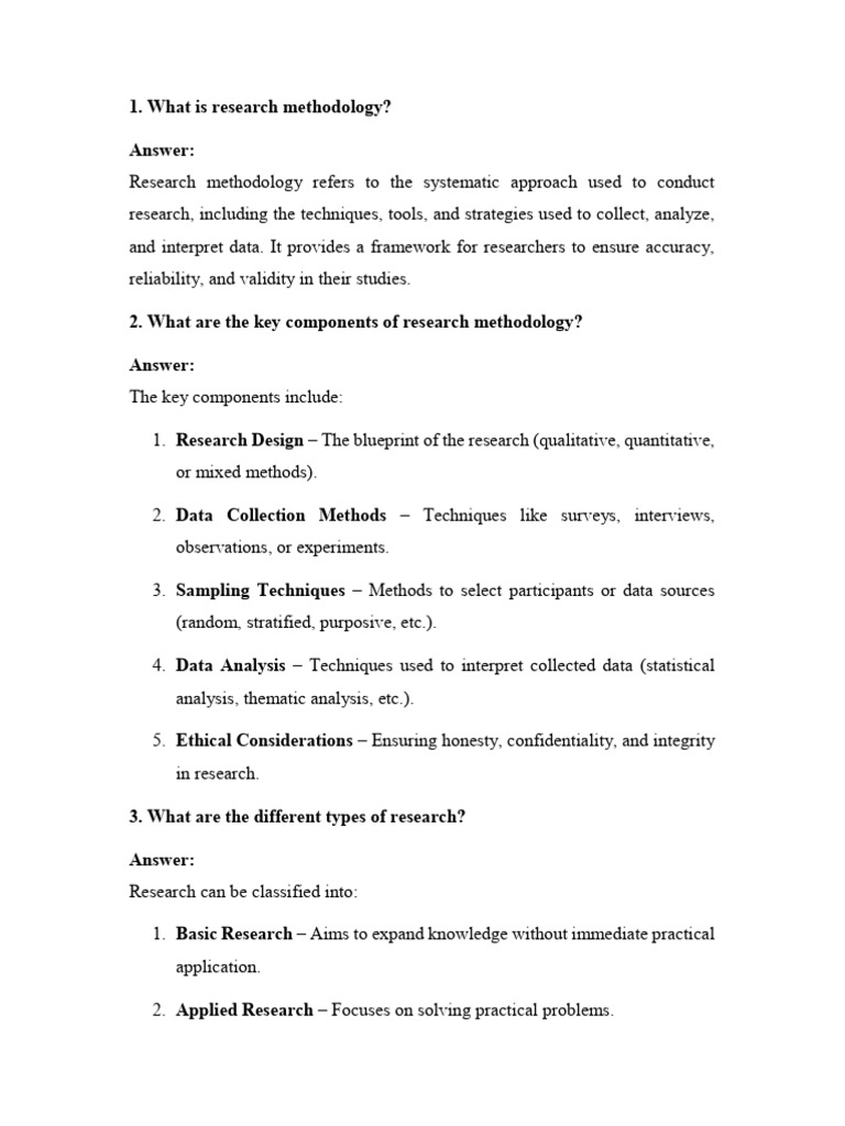 Research Methodology General | PDF | Methodology | Sampling (Statistics)