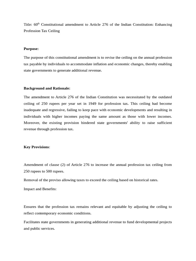 60th Constitutional Amendment | PDF | Taxes | Statutory Law