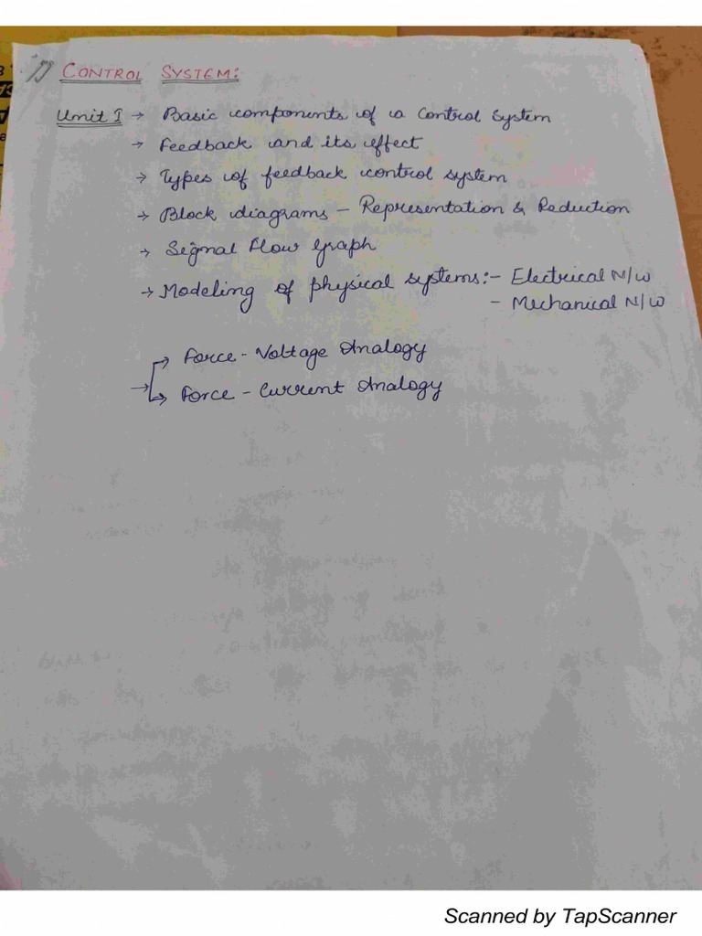 Unit 1 Control System | PDF