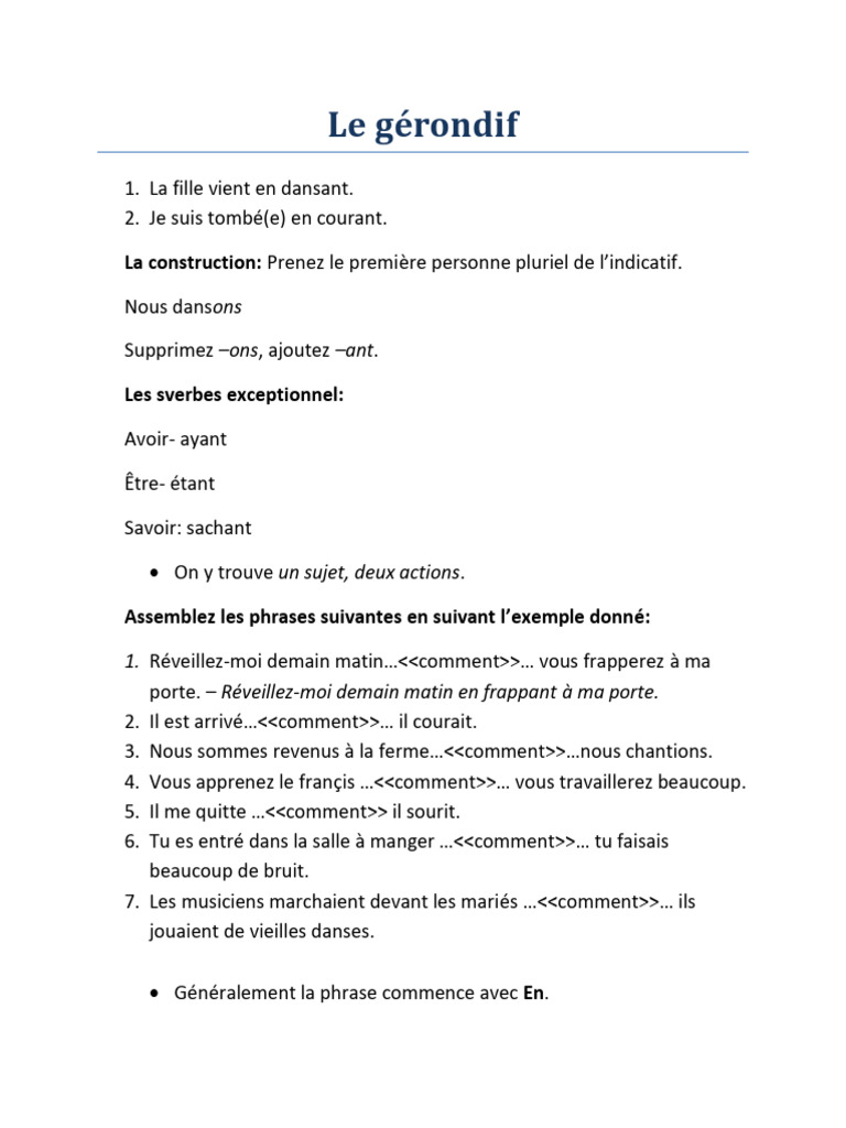 Le Gérondif | PDF