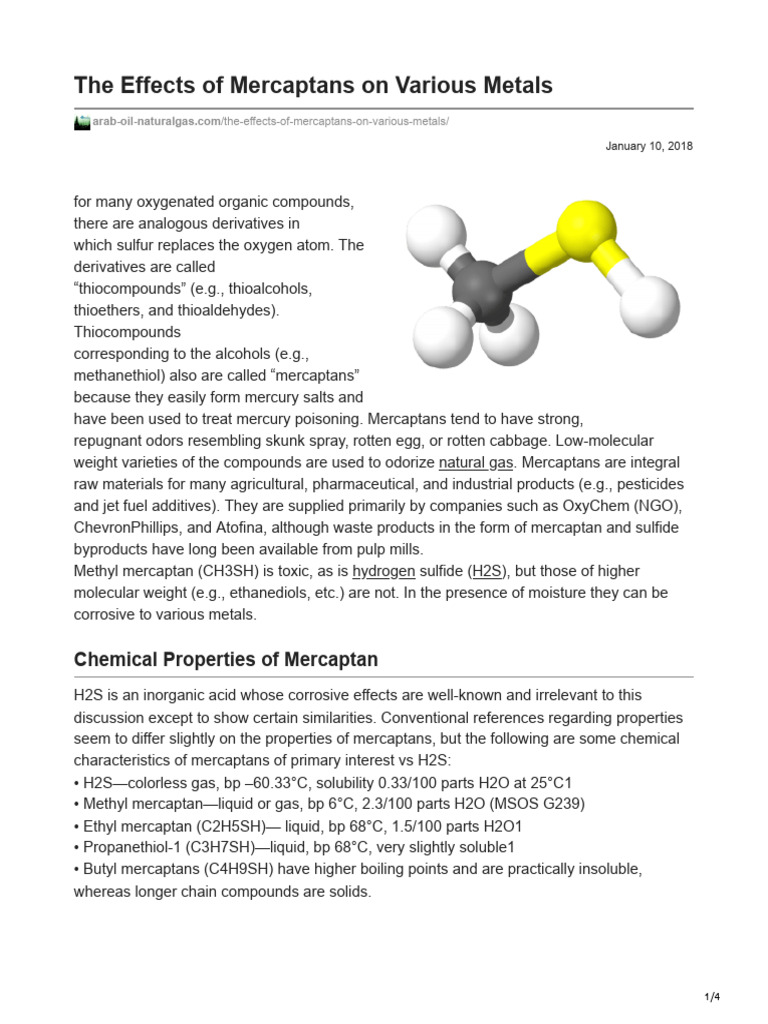 Mercaptans' Corrosive Effects on Metals | PDF | Thiol | Corrosion