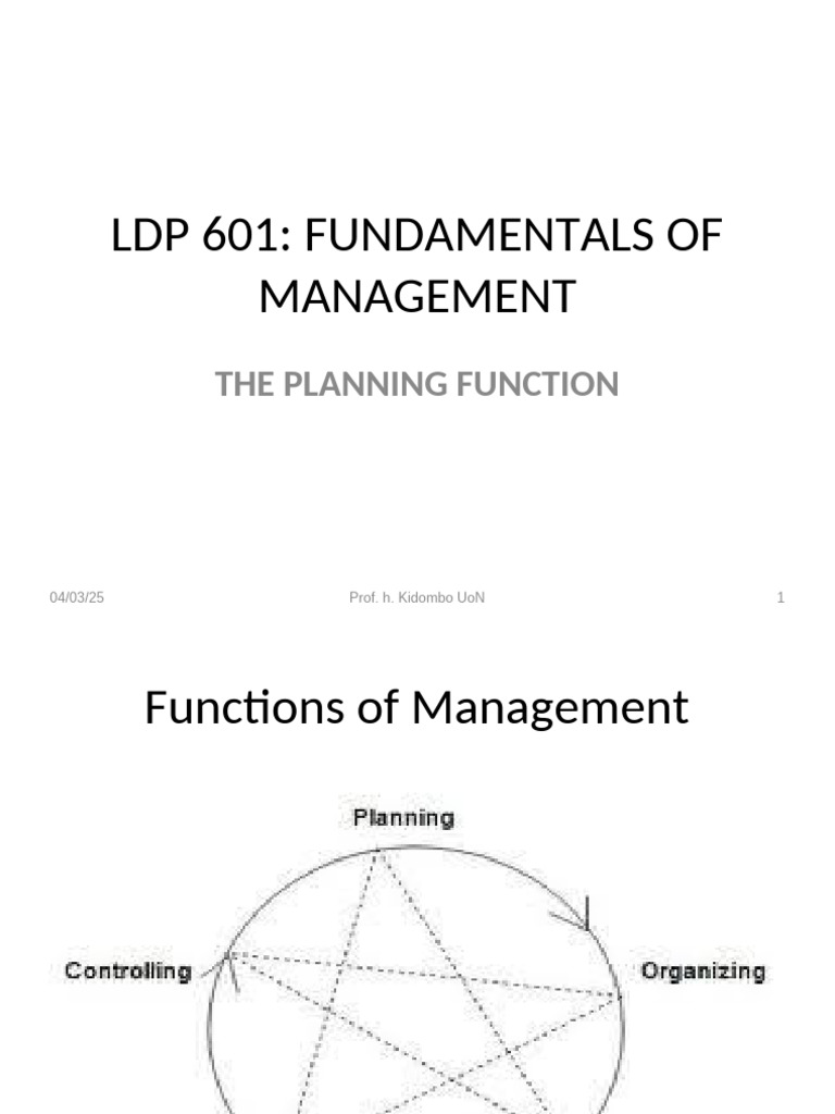 LDP 601 - Planning Function of Management | PDF | Strategic Planning | Marketing