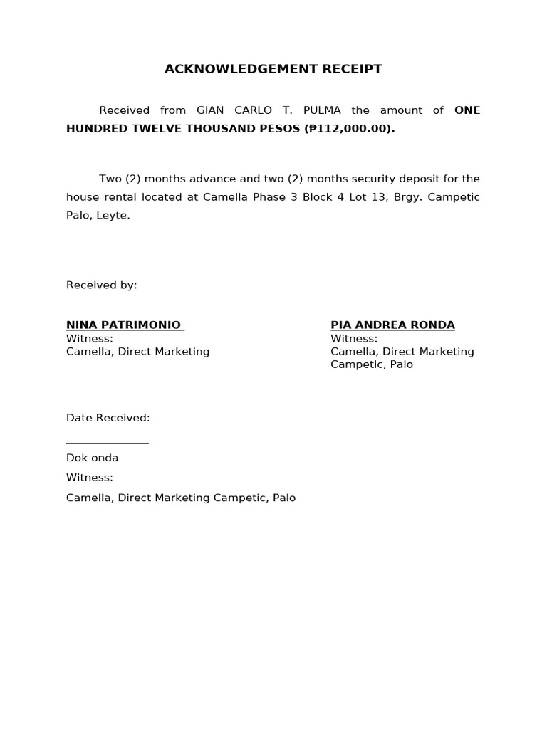 Acknowledgement Receipt (2) | PDF