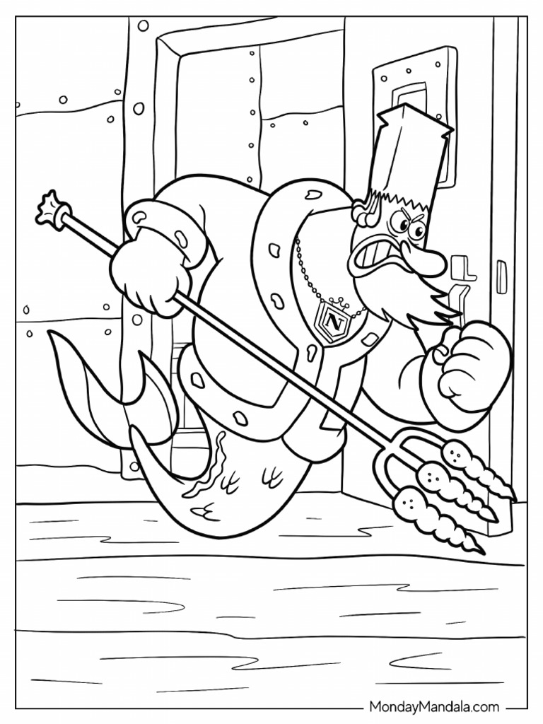 Angry-King-Neptune-Holding-Trident-Coloring-Page | PDF