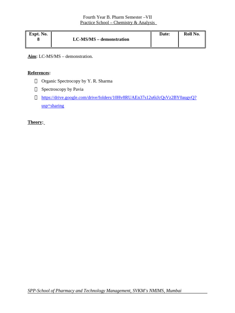 Expt 8. LC-MSMS | PDF