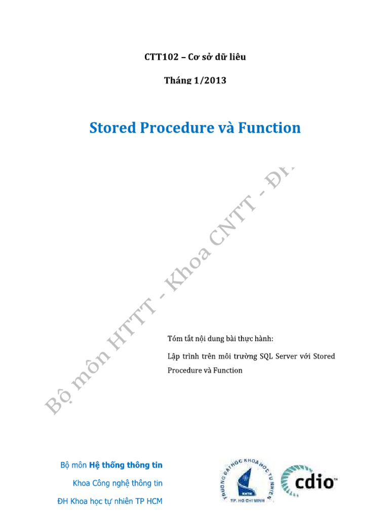 CTT102-Topic08-Stored Procedure Va Function | PDF