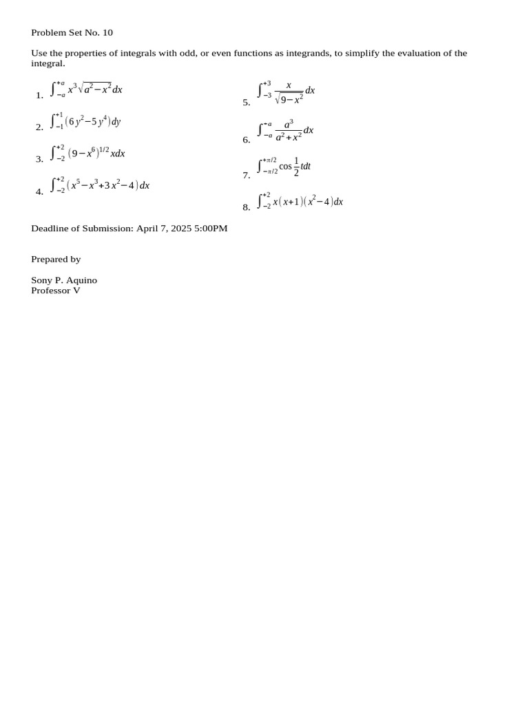 En-Math-II-Problem-Set-No-10 | PDF