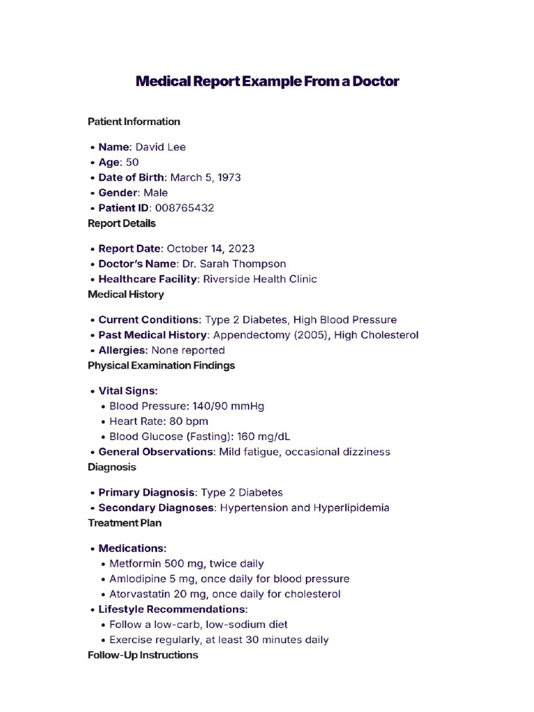 Sample Med Reportfile | PDF