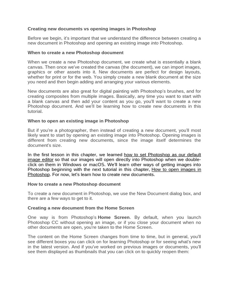 Lession 2 - Creating New Documents and Opening Images in Photoshop ...