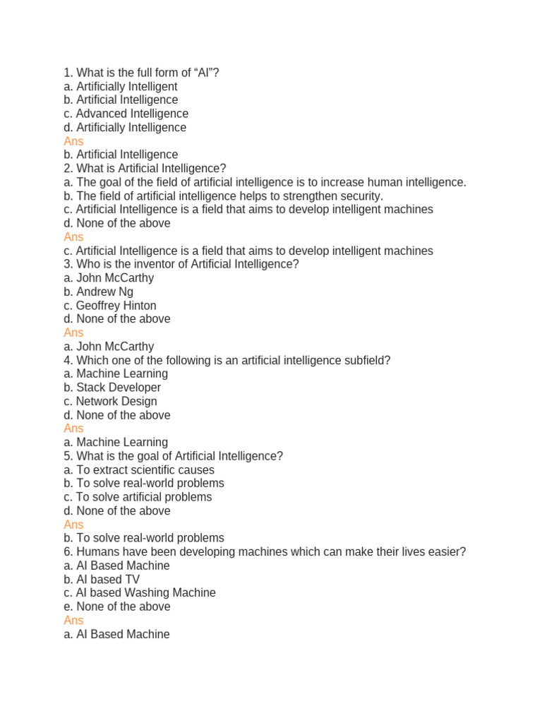 AI MCQ With Ans | PDF