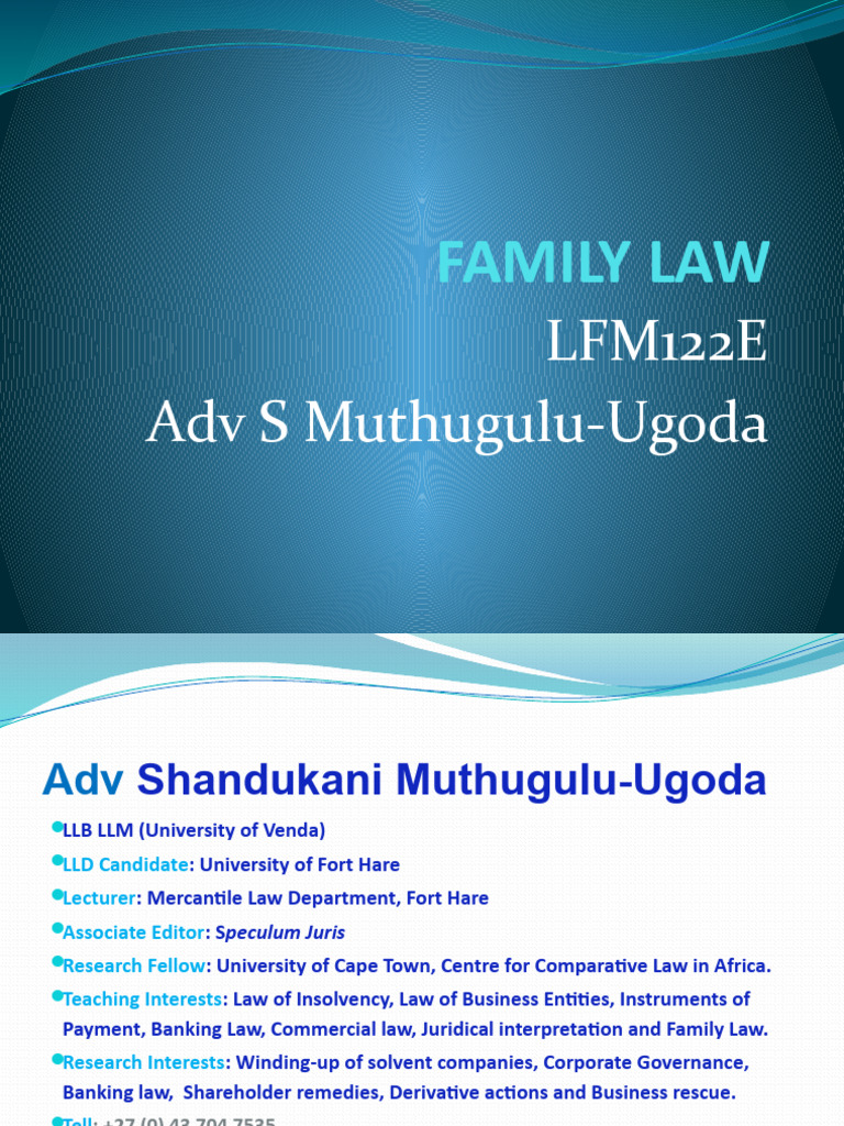 FAMILY LAW Unit 1 B | PDF | Lease | Family