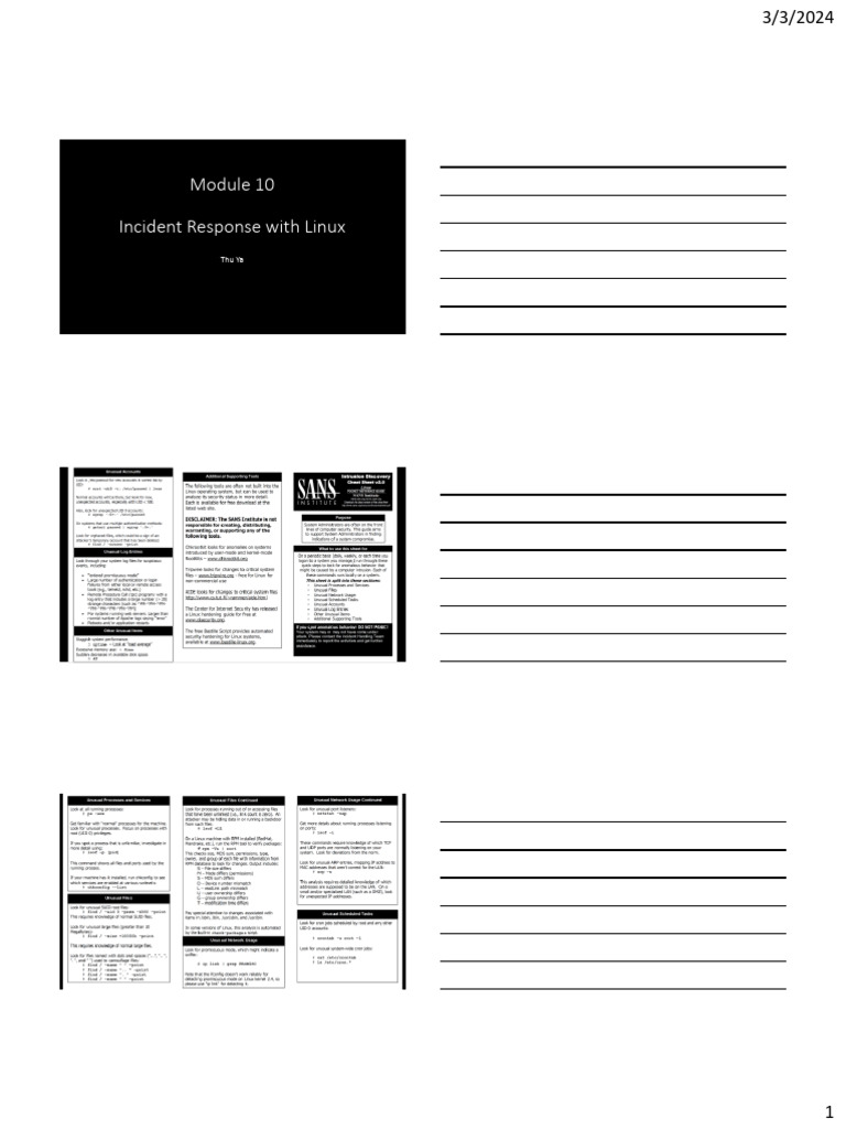 Linux Incident Response Commands Guide | PDF | Computing | System Software