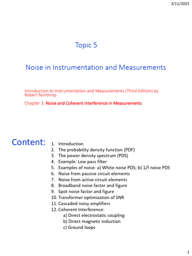 Noise in Instrumentation Measurements | PDF | Electromagnetic ...